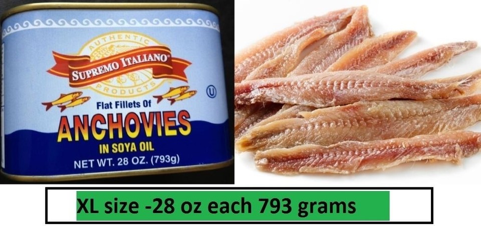 Big Anchovies FLAT Fillets in Oil 793gm 28 OZ Anchovy TASTY! FREE ...