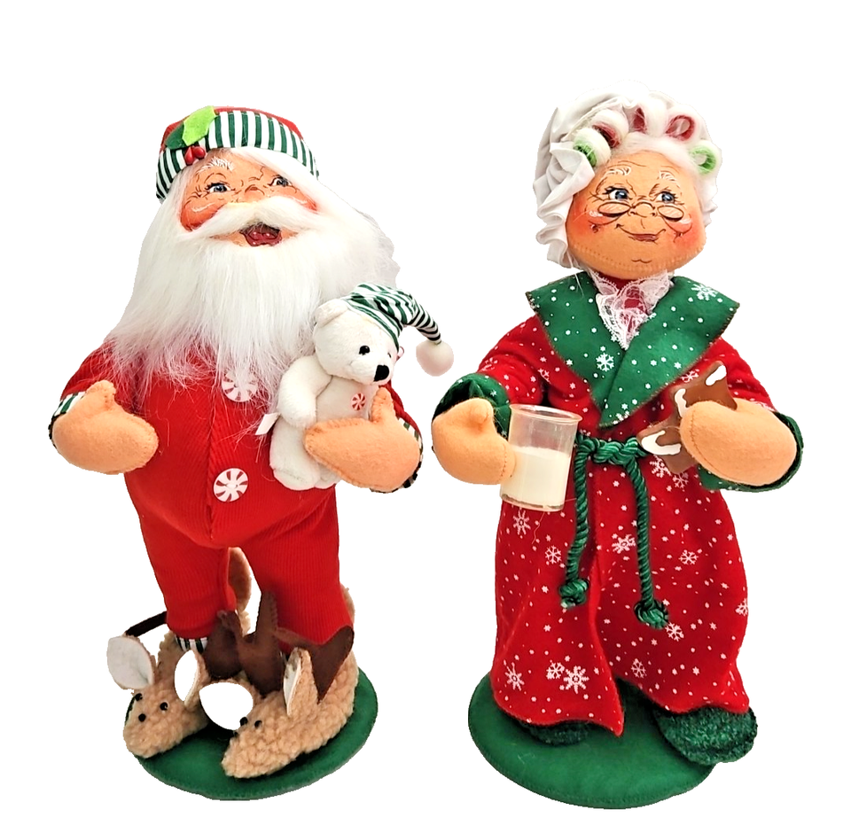 Annalee Christmas Bedtime Santa & Mrs. Claus Reindeer Slippers Milk ...