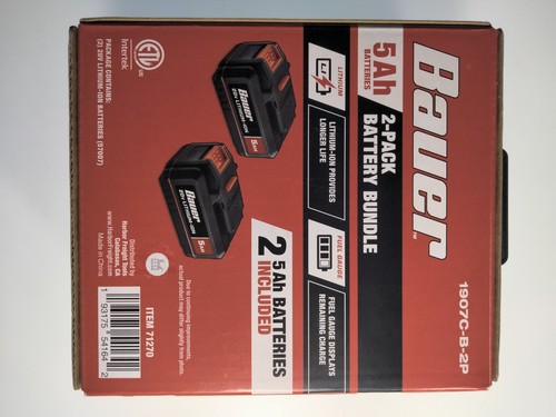 Bauer 20V 5 Ah Lithium-Ion Battery Bundle 2-Pack 1907C-B-2P / 71270 | eBay