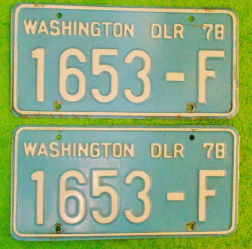 Vintage 1978 State of WASHINGTON DEALER LICENSE PLATES Collector ...