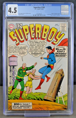 Superboy #100 D.C. Comics 10/62 Origin of Superboy Retold CGC 4.5 CL30 ...