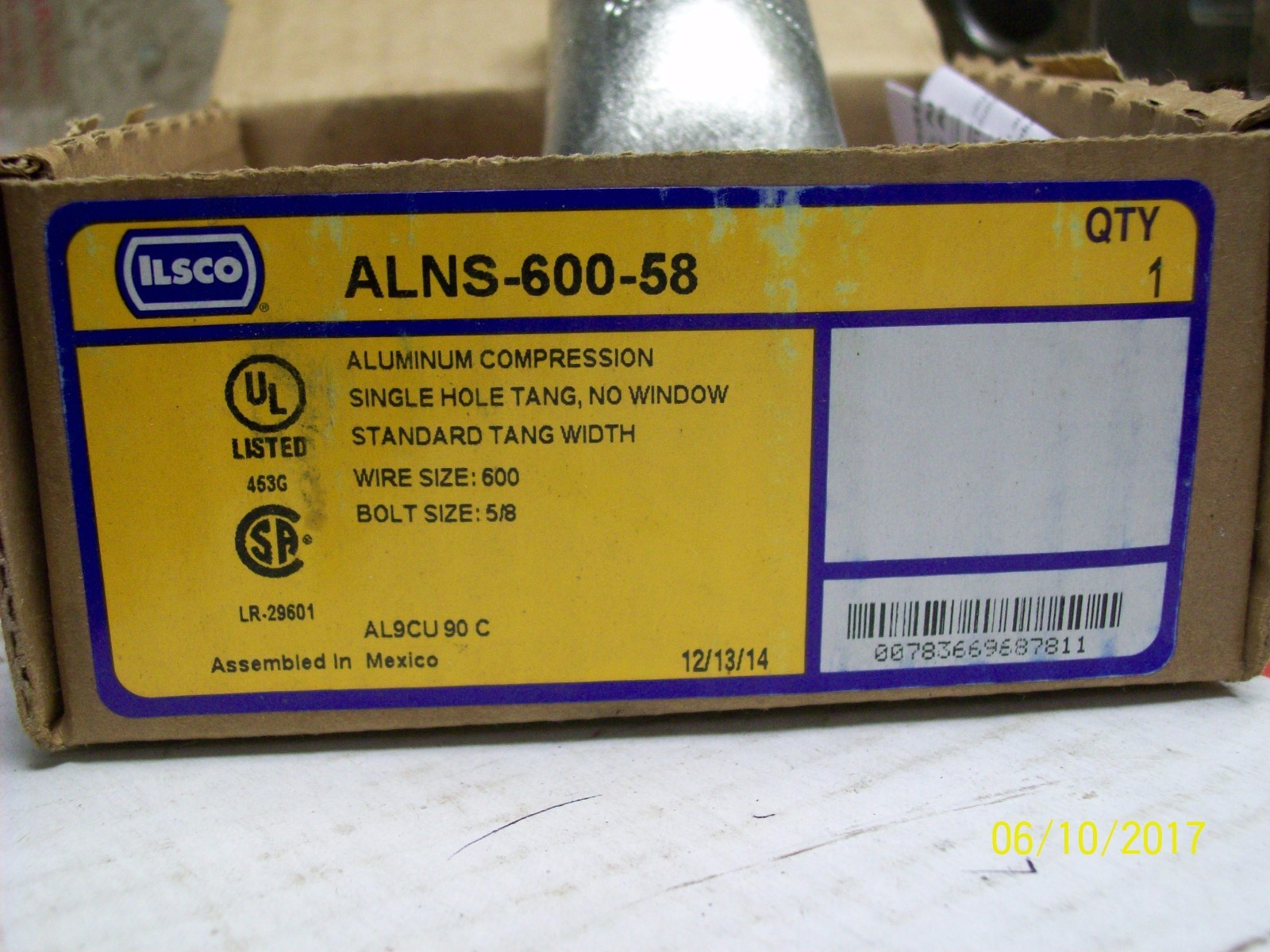 "LOT OF 2" NEW ILSCO ALNS-600-58 COMPRESSION LUGS | eBay