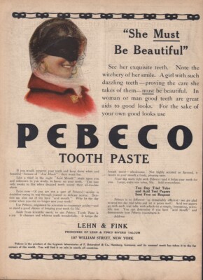 1912 PEBECO TOOTHPASTE LEHN FINK DENTAL DENTIST TUBE ACID HEALTH 19279 ...