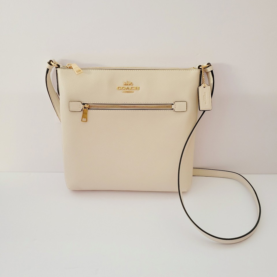 Coach C1556 Crossgrain Leather Rowan File Bag Crossbody Handbag Chalk ...