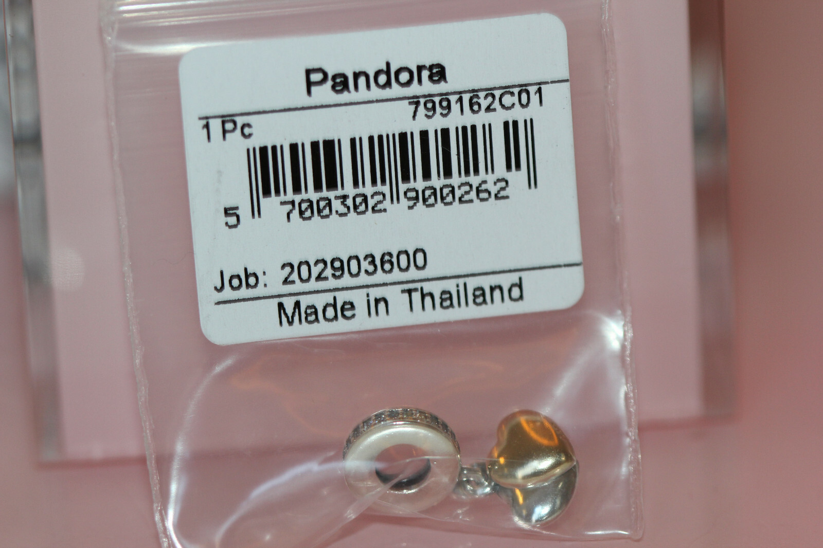 NIB 2020 PANDORA TWO TONE DOUBLE HEART 14K GOLD DANGLE charm 799162c01 ...
