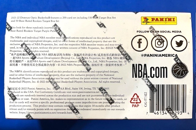 2021-22 Panini Donruss Optic NBA Complete Set Sealed Box & 5 Card Bonus ...