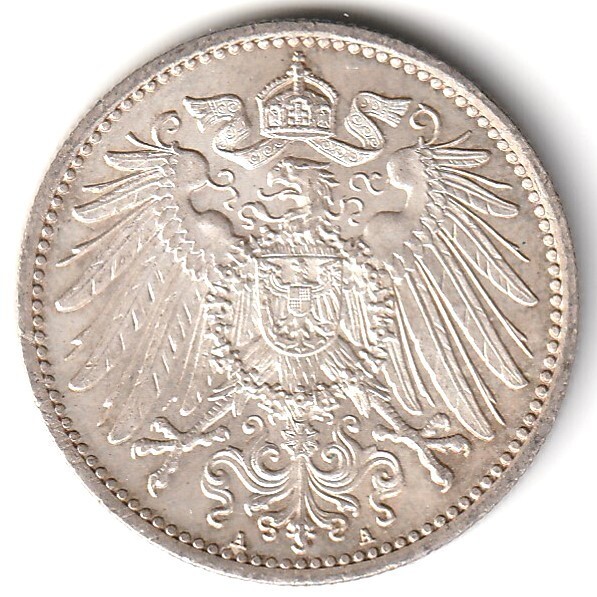 1915-A German Empire Mark WWI Silver Nice Toned BU Free Shipping | eBay