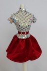Red Silver Barbie dress outfit Sequin turtleneck belt satin Skirt ...