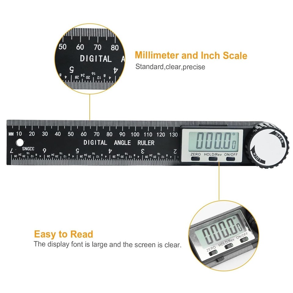 3rd Gen Digital Angle Finder Ruler 7in/200mm Woodworking Protractor ...