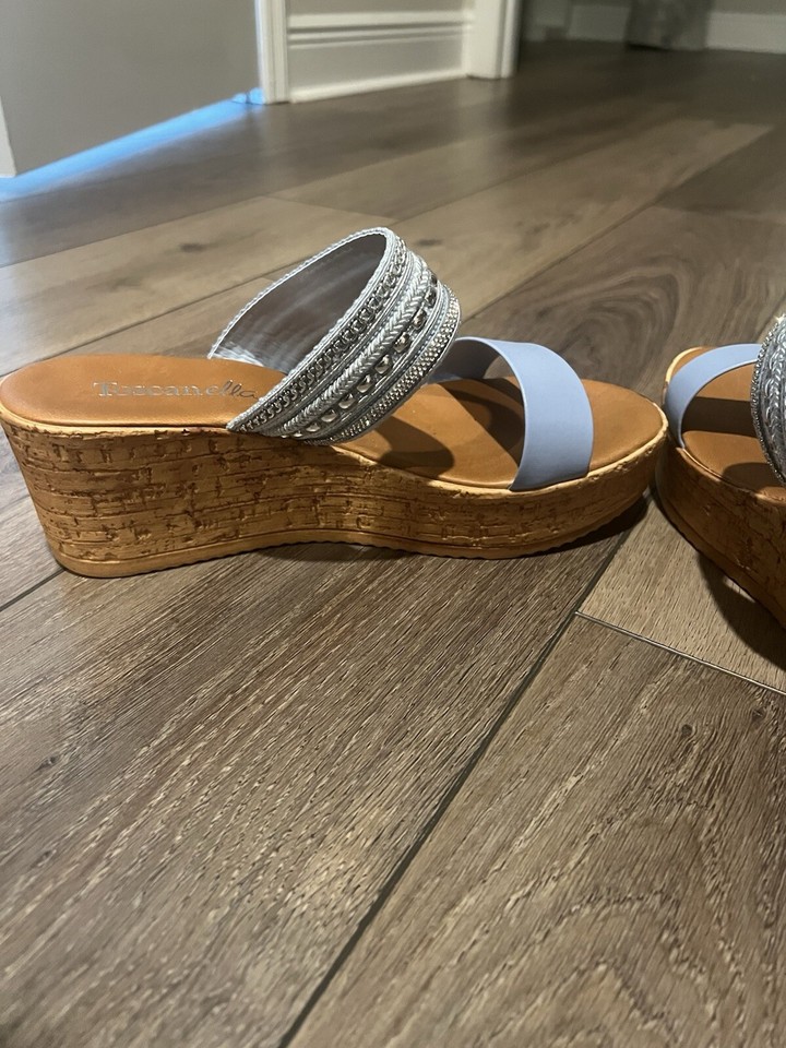 Worn Once. Light Blue Wedges Size 10 - Made In Italy | eBay