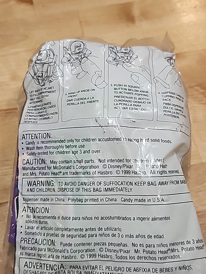 Buzz Lightyear Candy Dispenser McDonald’s Happy Meal Toy Story 2 1999 ...