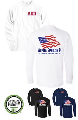 Alpha Epsilon Pi Fraternity Bella + Canvas Long Sleeve American Flag ...