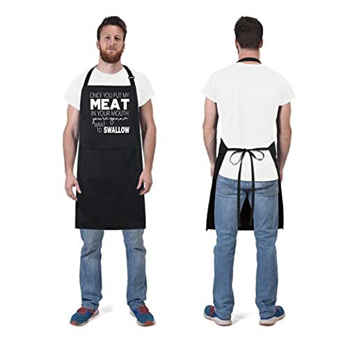 100% Cotton Funny Apron Once You Put My Meat in Your Mouth BBQ Grill ...