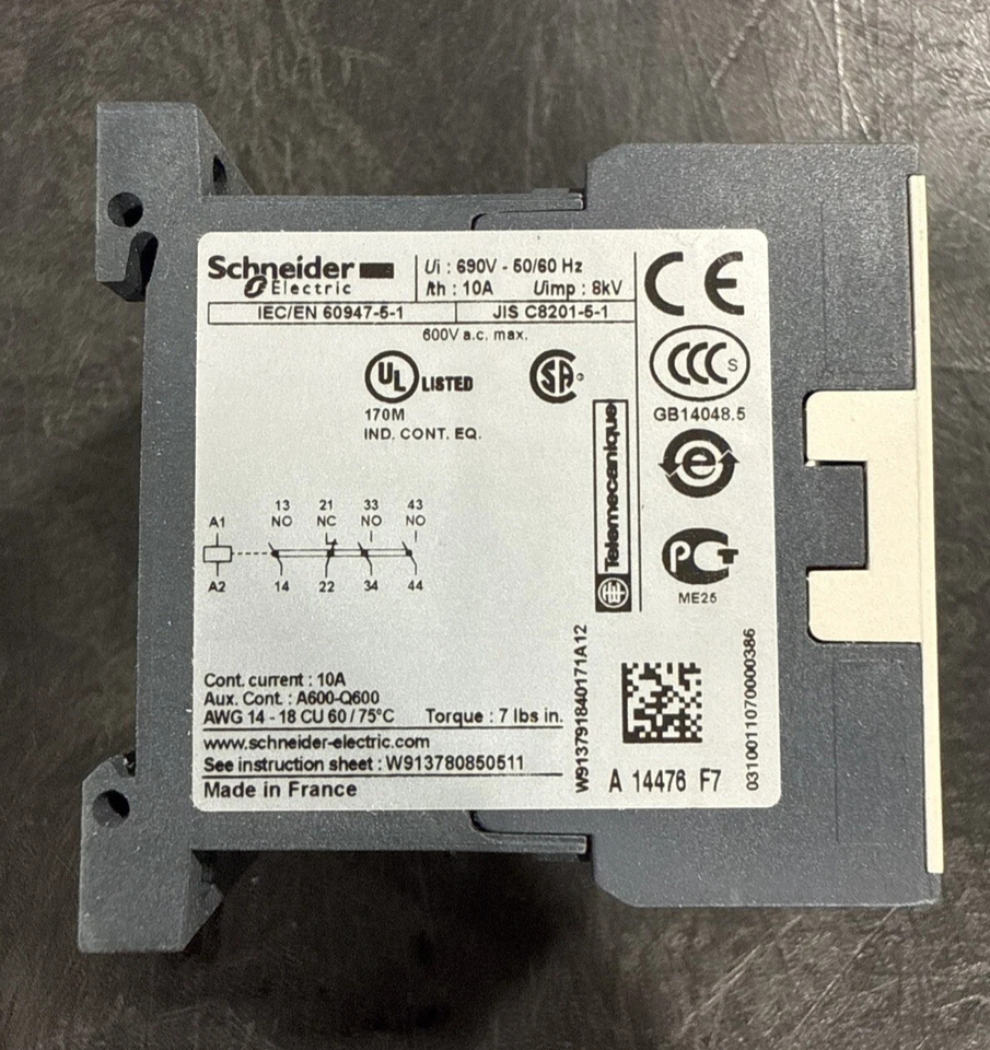 Schneider Electric Control Relay Contactor CA2KN31F7 110Vac Coil | eBay