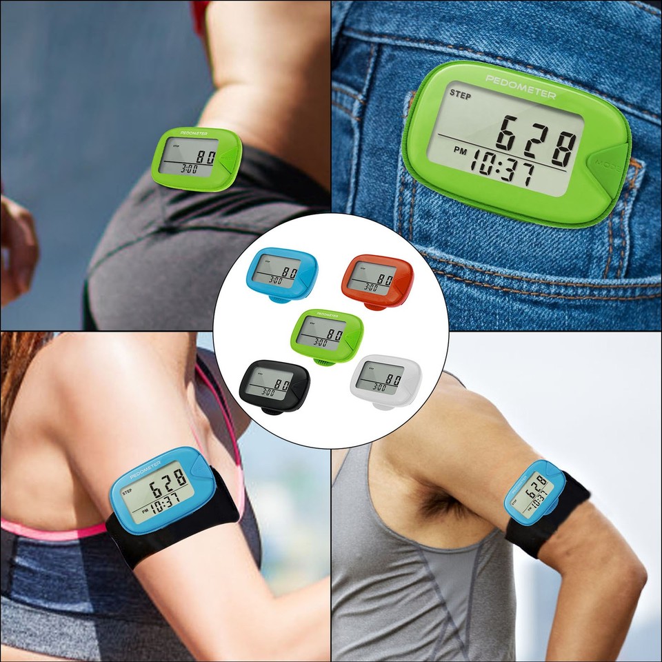 3D Pedometer for Walking Simple LCD Display Walking Step Counter Clip ...