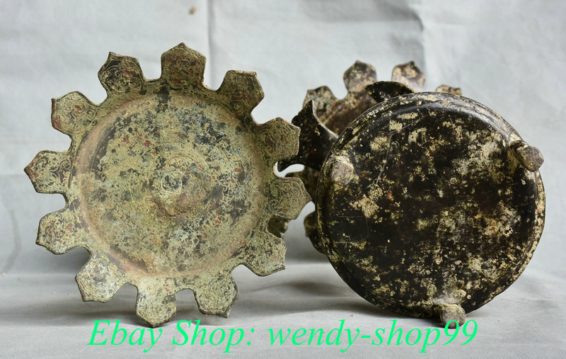 Old China Bronze Ware Gilt Dynasty Palace Crane Stand Base Candlestick ...