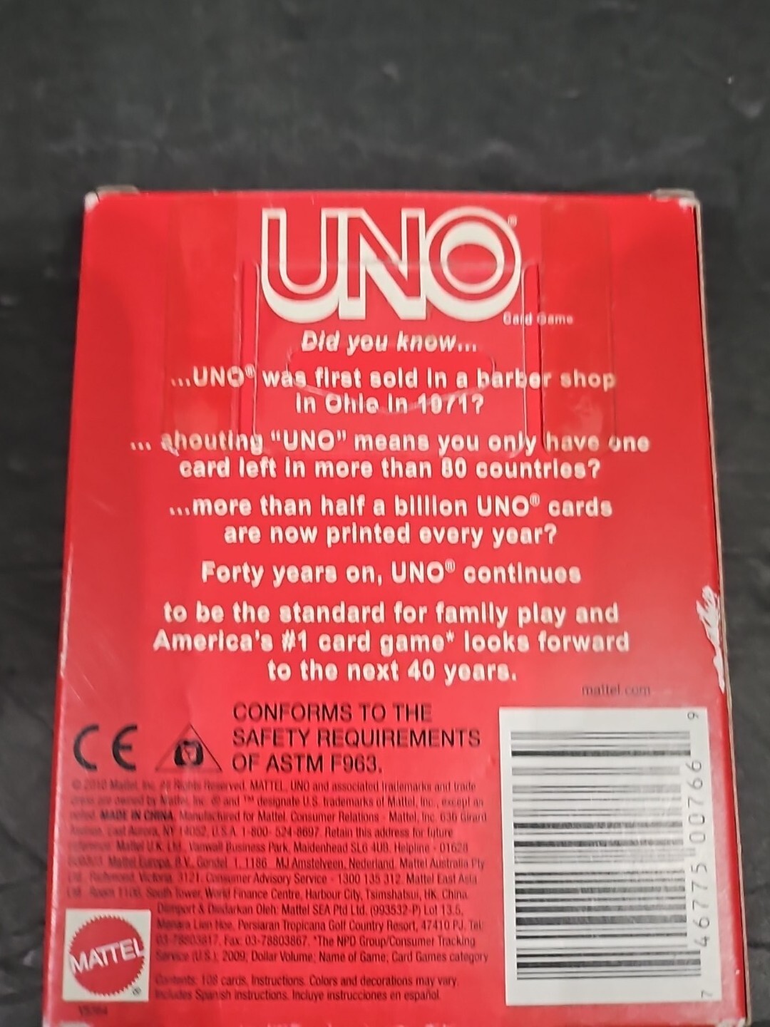 2010 Mattel 42003 UNO Card Game 40th Anniversary Edition for sale ...