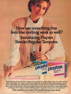 Vintage 1985 Playtex Slender Tampons Magazine Print Ad Page Feminine ...