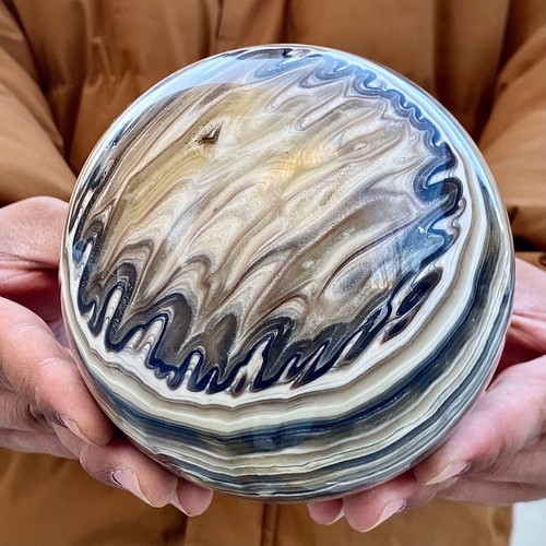 6.14LB Natural zebra stone agate crystal mineral quartz ball decoration ...