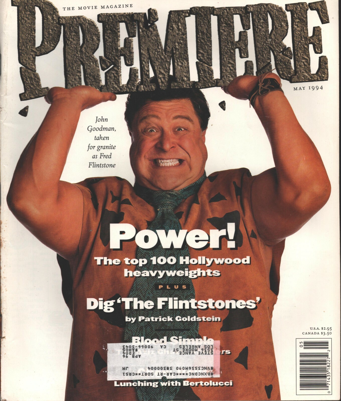 Premiere Magazine - May 1994 - Cover: John Goodman as Fred Flintstone ...