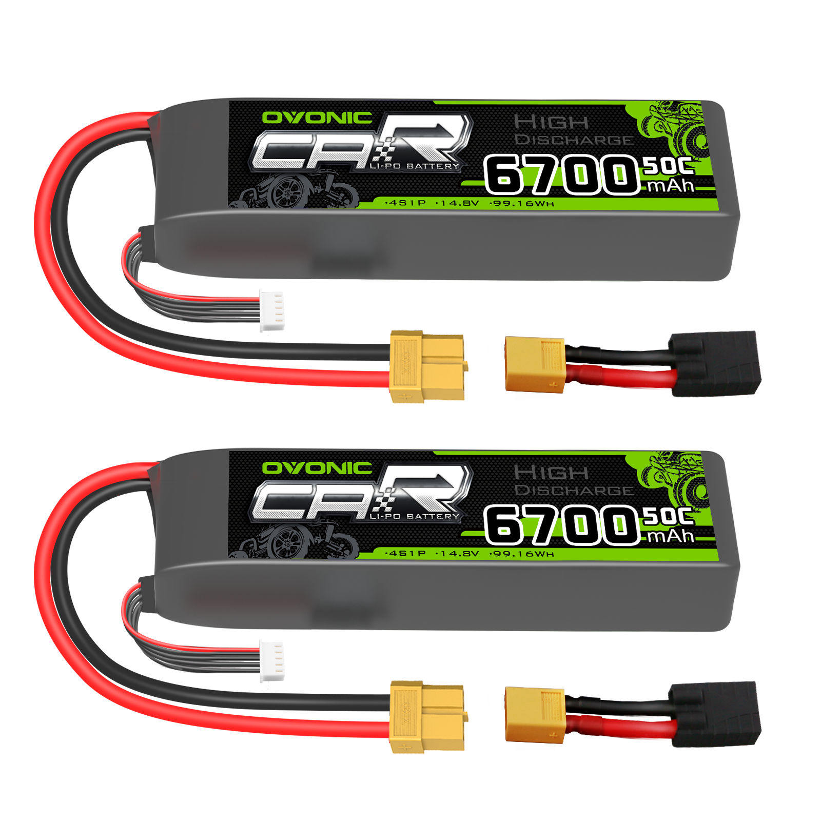 2X Ovonic 14.8V 120C 4S 6700mAh LiPo Batteries XT60-TRX for Trx xmax RC ...