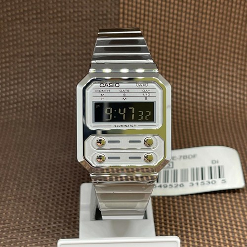 Casio A100WE-7B Youth Vintage Monochromatic Stainless Steel Digital ...