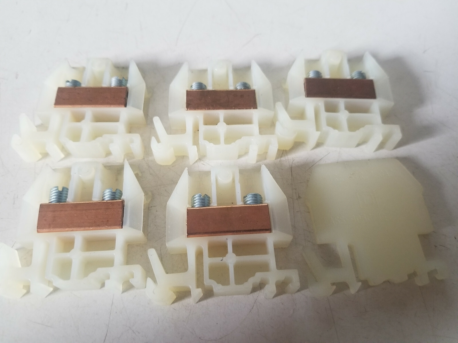 Lot of (5) Square-D Single Natural Terminal Blocks & (1) End Barrier ...