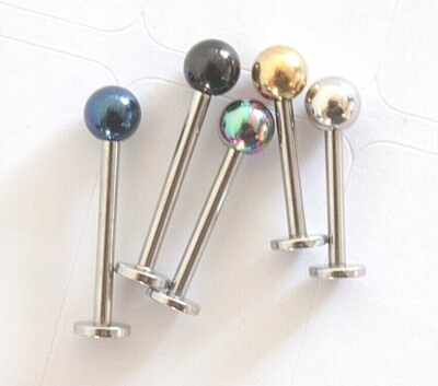 14g 12mm-16mm Labret Bar Lip Cheek Dimple Ear Stud Piercing Gold Extra ...