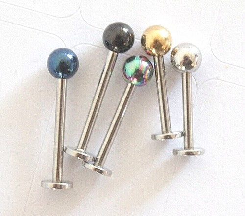 14g 12mm-16mm Labret Bar Lip Cheek Dimple Ear Stud Piercing Gold Extra ...