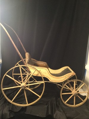 Antique 19th Century Victorian Doll Carriage Buggy Stenciled Wood ...