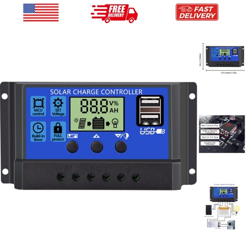Upgraded] 30A Solar Charge Controller 12V/ 24V Solar Panel Charge ...