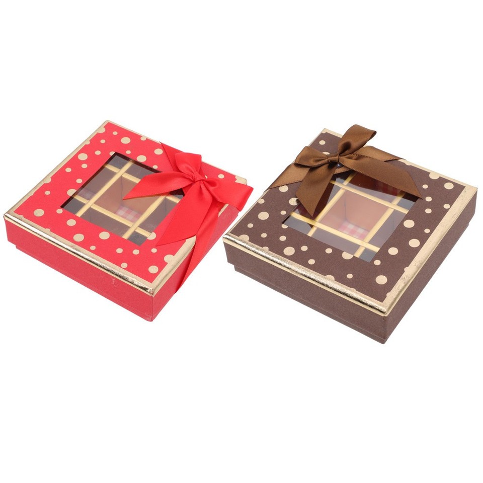 2Pcs Chocolate Box Favor Packaging Box Nine Grids Wedding Valentine's ...