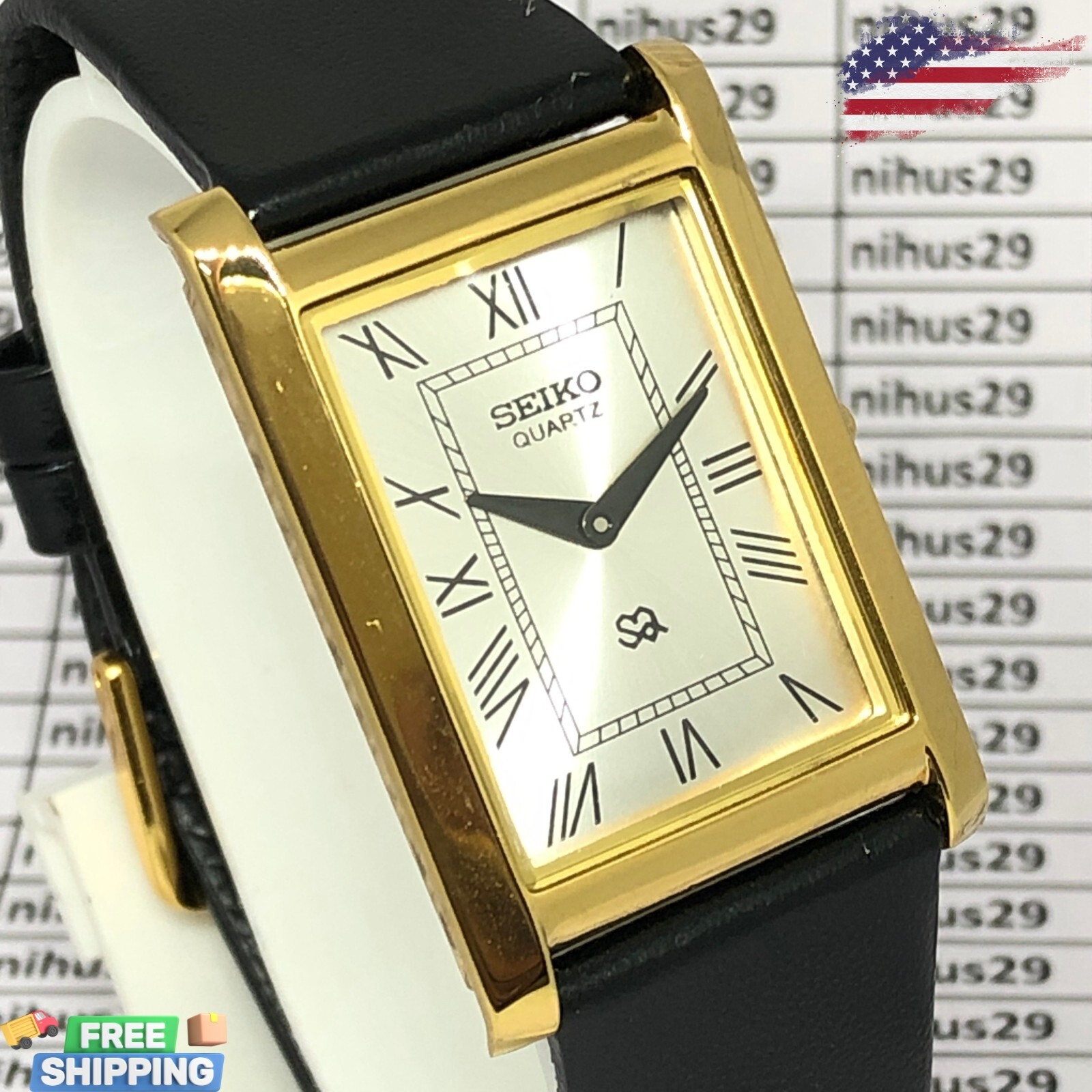 Seiko SQ Tank Quartz Vintage Men's Wrist Watch Worki… - Gem