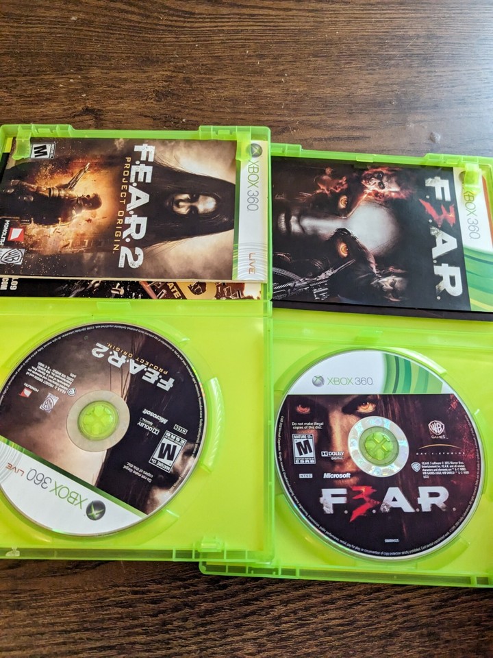 FEAR 1 & 2 Bundle Games Microsoft Xbox 360 Lot Very Good Horror Havok ...