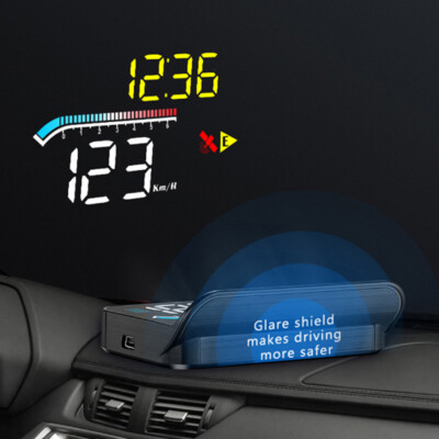 3.5 Inch Car HUD LED Windshield Speedometer KMH OBD2+GPS Head Up ...