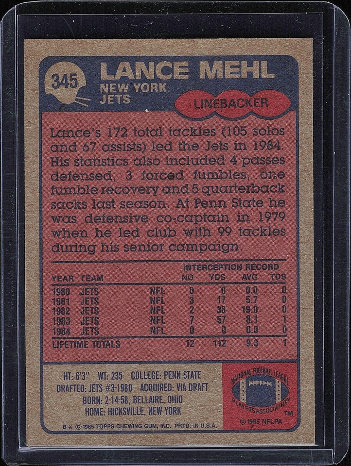 1985 Topps #345 Lance Mehl | eBay