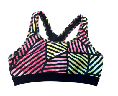 Nike Dri-Fit Sports Bra Women’s Pink Yellow / Green Racerback Size ...