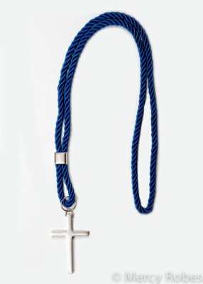 Pectoral Cord With Silver Cross, Royal Blue Clergy Cord, Pastor ...