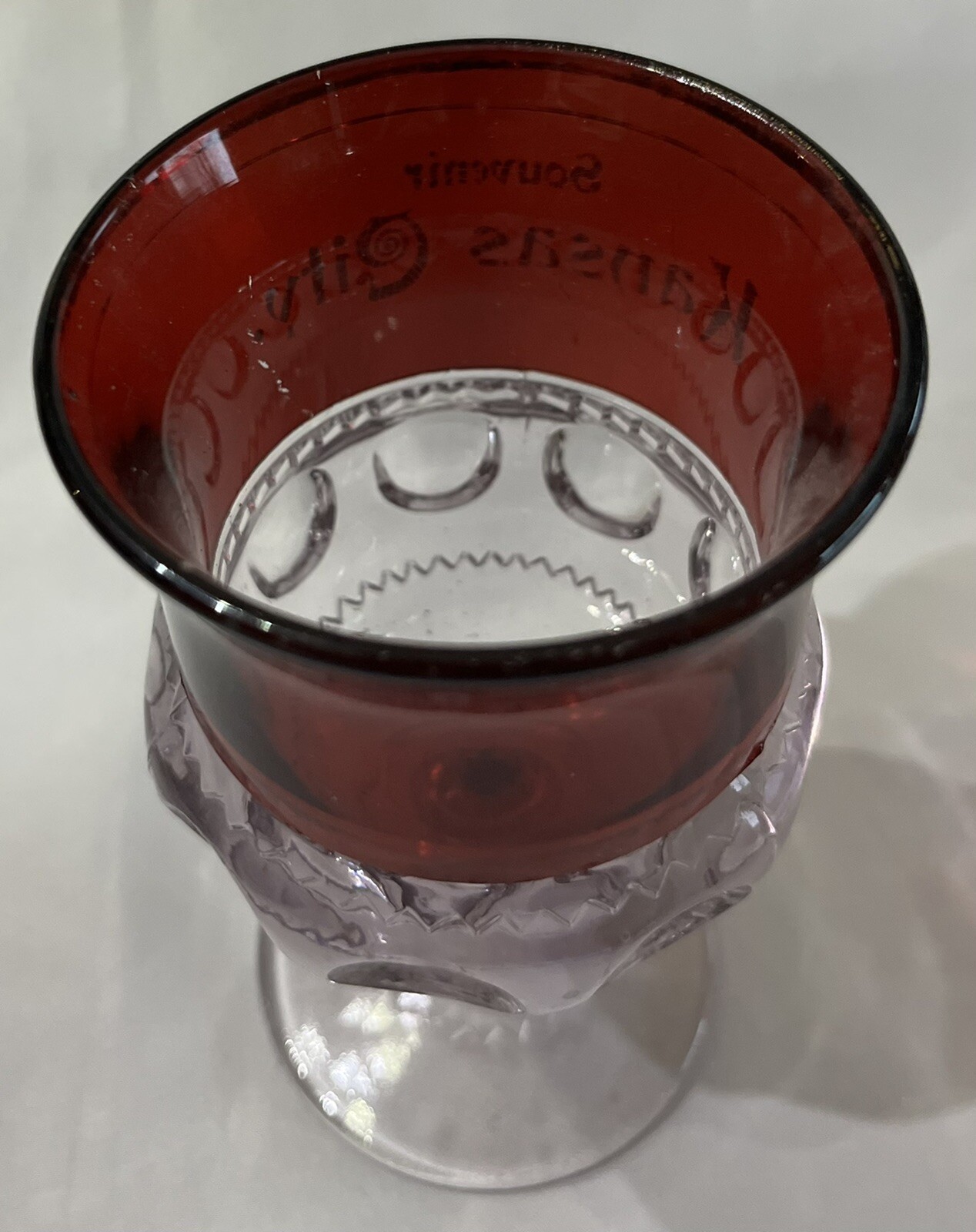 Vintage Antique Ruby Red Flash Glass Souvenir Stemware Kansas City | eBay