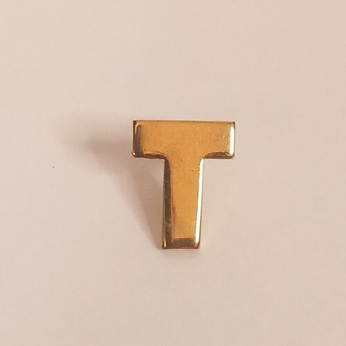 Letter T Lapel Pin Small Vintage Gold Tone Collectable Good Condition ...