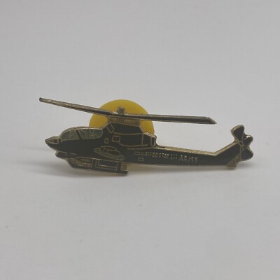 Vintage Gold Tone Enamel US Army Cobra Attack Helicopter Lapel Pin | eBay