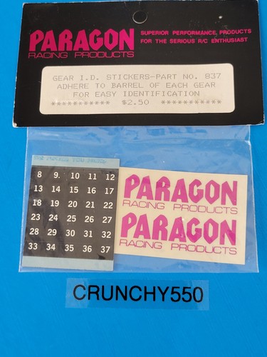 Vintage Paragon Racing Products Pinion Gear Number Decal Sticker RC Car ...