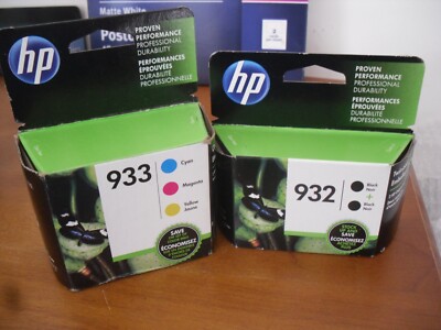 HP 932, 2 BLACK INK EXP.08/ 2020 & 933 Color EXP. 09/2019 New Ink ...