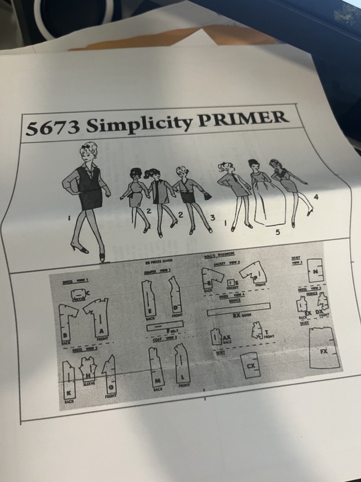 Vintage 1960s Barbie/11.5" Doll Clothes Pattern Reproduction Simplicity ...