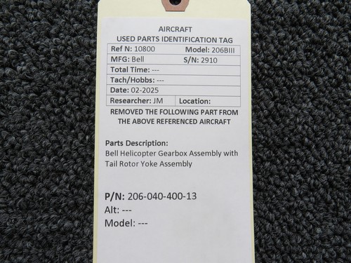 206-040-400-13 Bell Helicopter Gearbox Assembly with Tail Rotor Yoke ...
