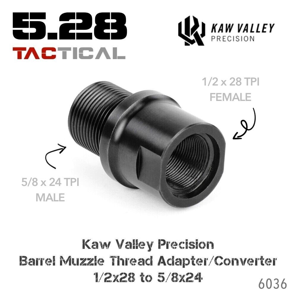 Kaw Valley 1/2x28 to 5/8x24 Barrel Muzzle Thread Adapter/Converter ...