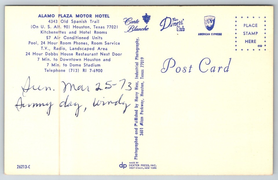 Postcard Alamo Plaza Hotel Houston Texas Swimming Pool 1973 D12 | eBay
