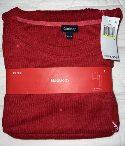 GAP GapBody Women's 2-Pc. Packaged Long-Sleeve Jogger Pajamas Set, Red ...