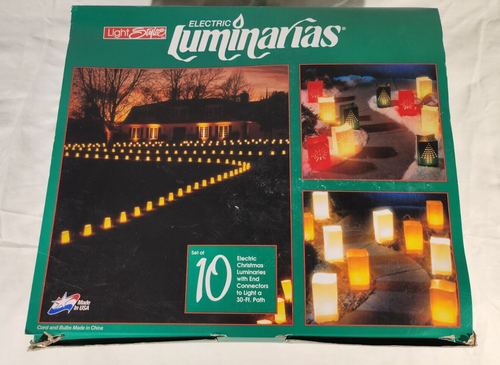 10 Piece Electric Luminarias Kit Light Styles Brown Bags Christmas | eBay