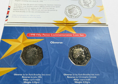 Commemorative 50p SET 1998 BU Royal Mint 2x 50p Fifty Pence EEC EU ...